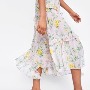 Zara | Dresses | Ruffled Floral Print Dress | Poshmark